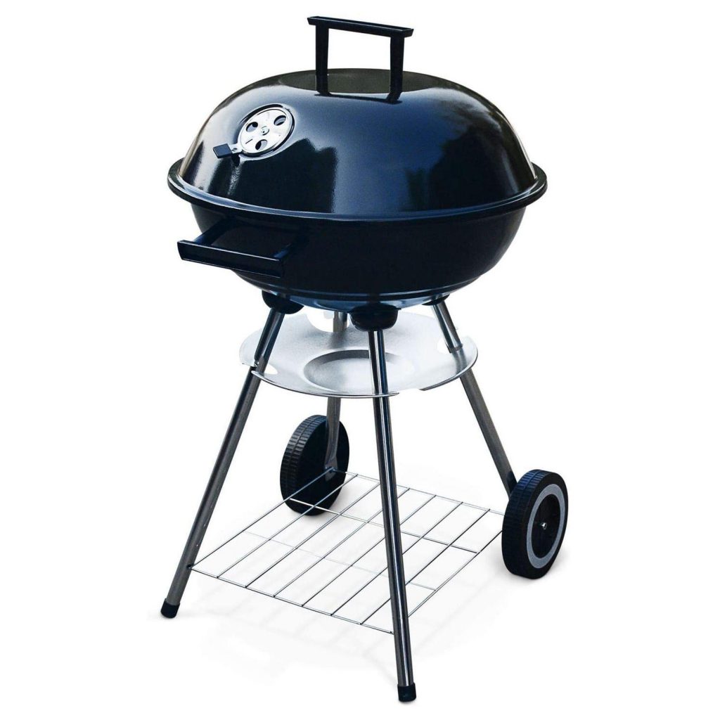 Outsunny Holzkohlegrill Grillwagen Kugelgrill auf Rollen Ablage mit ...